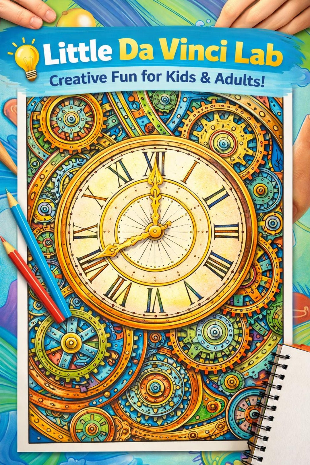 Clockwork Time Coloring Page – Gears, Time & Mechanical Design - Kids ...