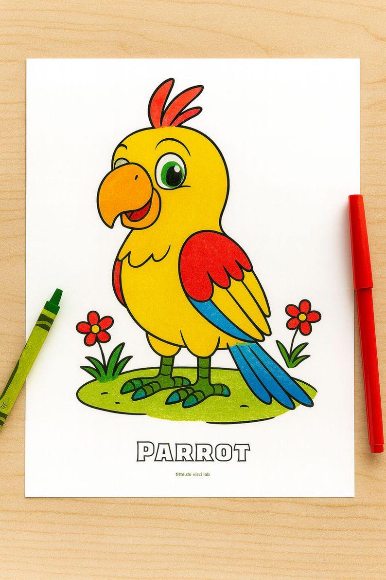 Parrot Coloring Page • Kids Printable Coloring Sheet • Preschool ...
