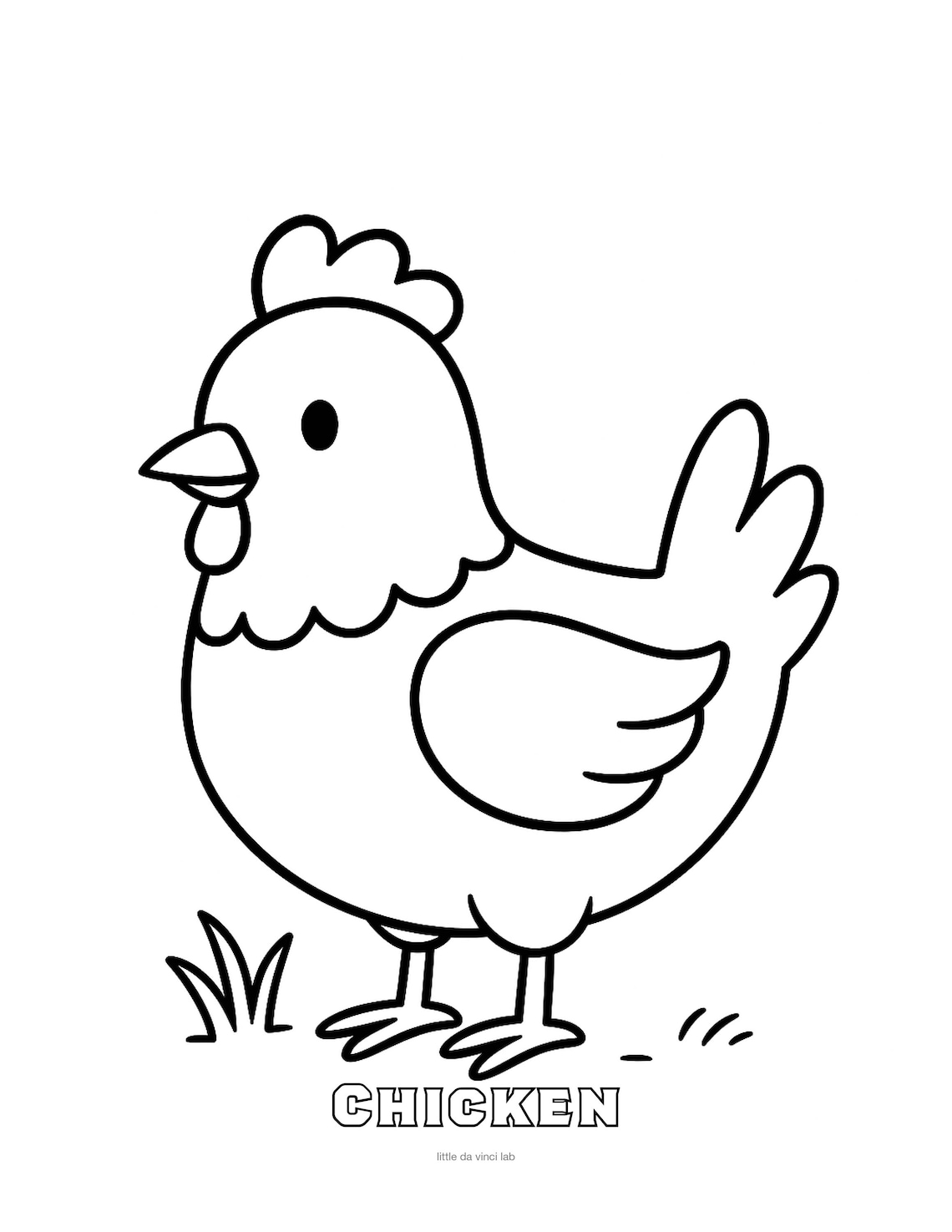 Chicken Coloring Page • Kids Printable Coloring Sheet • Preschool ...