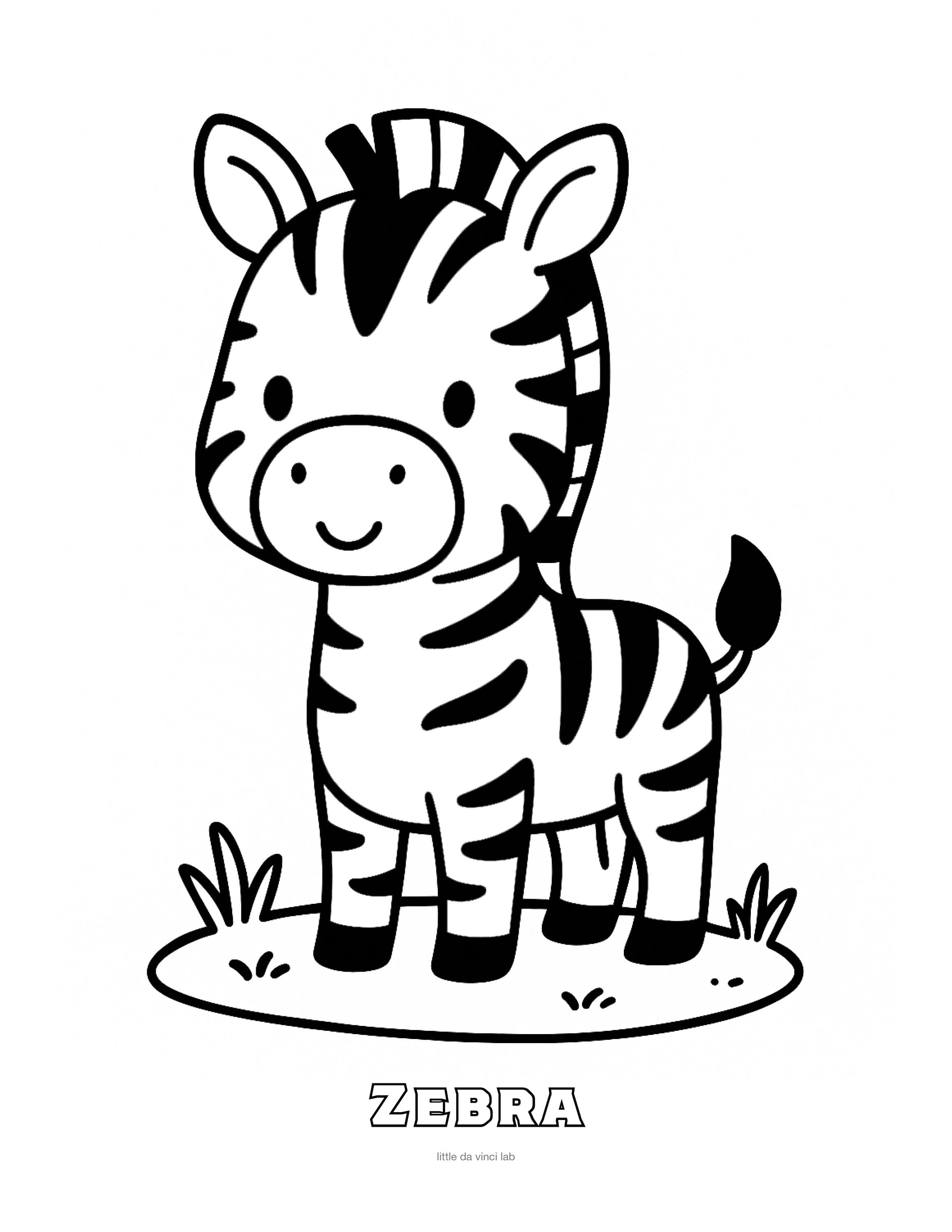 Zebra Coloring Page • Kids Printable Coloring Sheet • Preschool ...