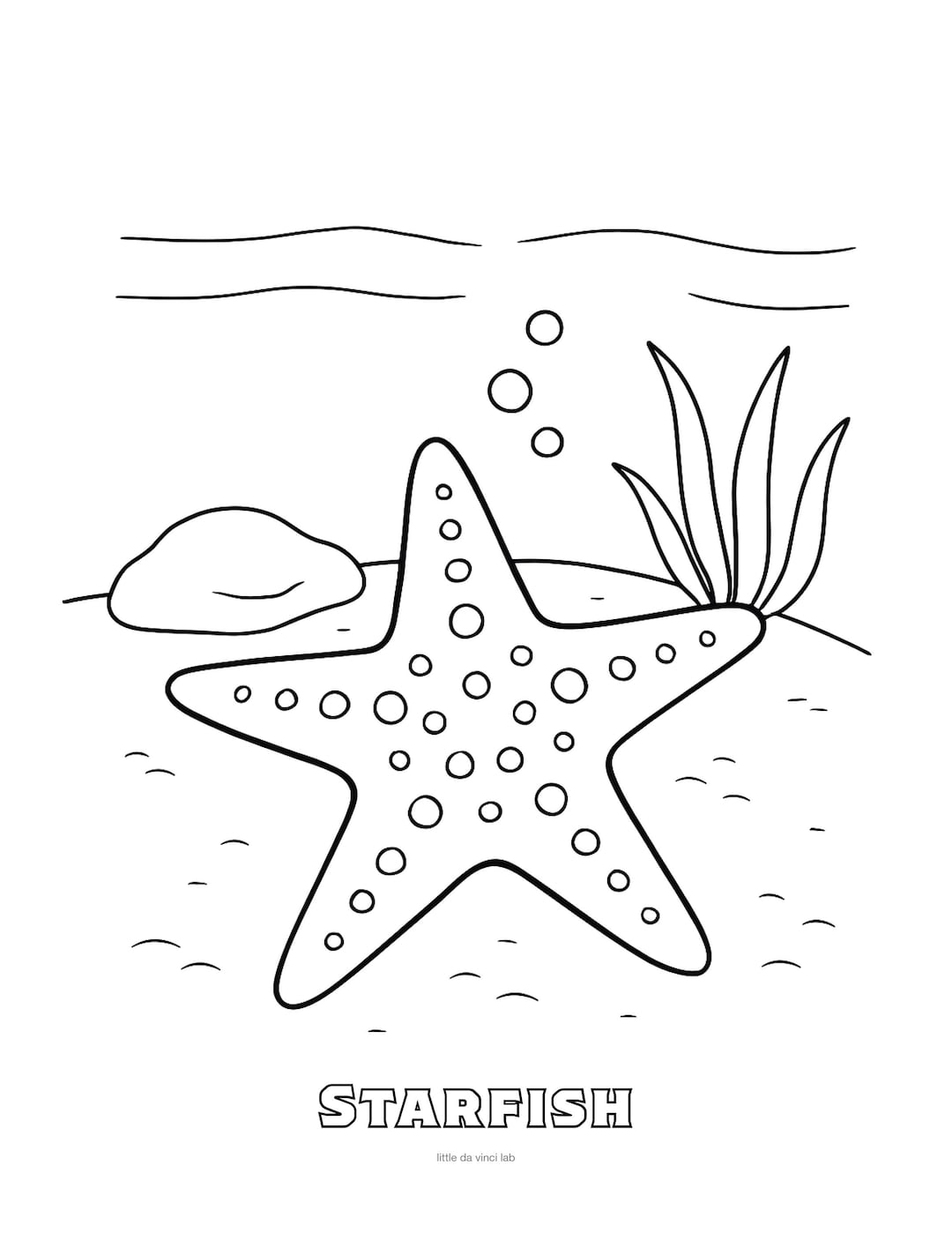 Starfish Coloring Page • Kids Printable Coloring Sheet • Preschool ...