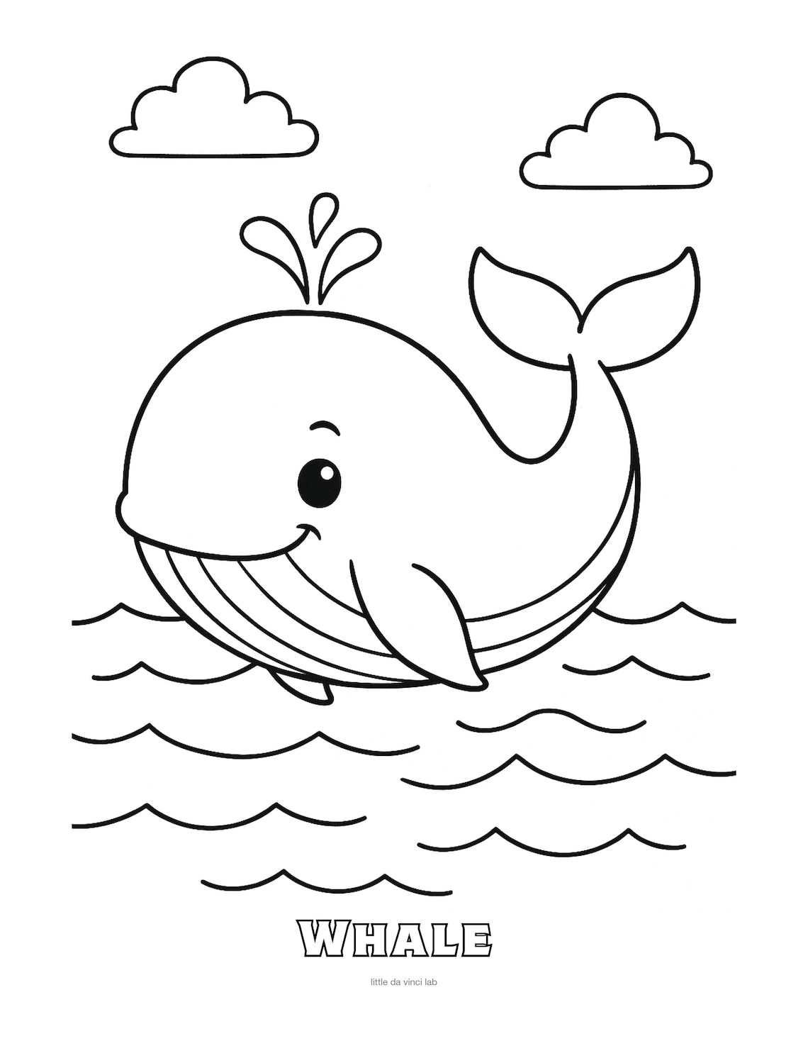 Whale Coloring Page • Kids Printable Coloring Sheet • Preschool ...