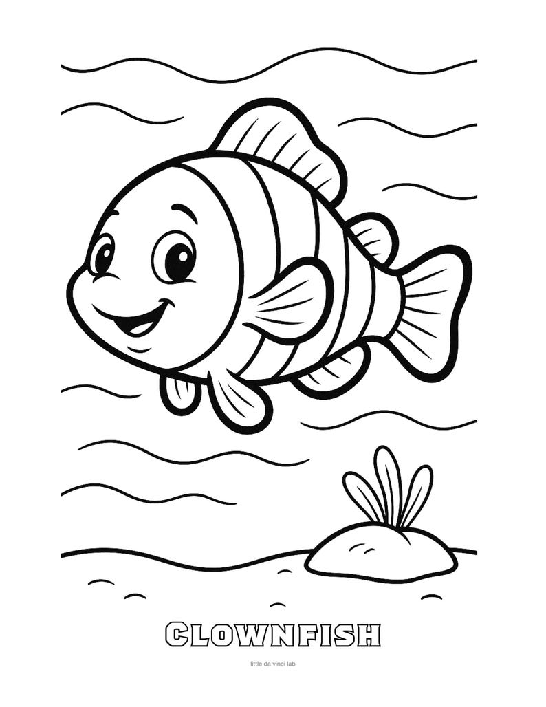 Clownfish Coloring Page • Kids Printable Coloring Sheet • Preschool ...