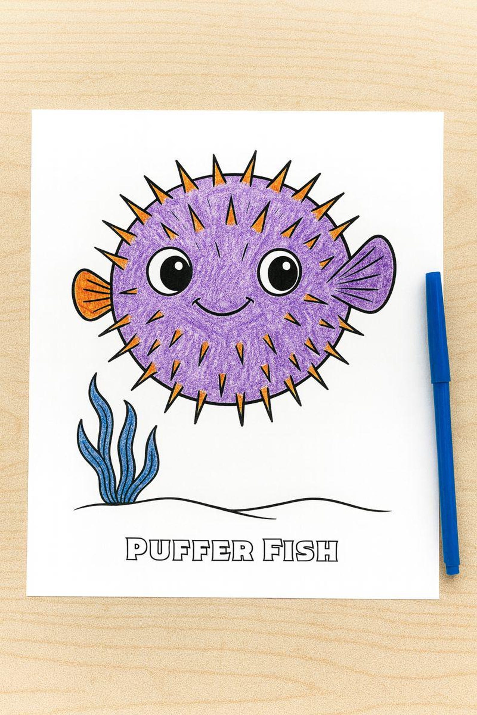 Puffer Fish Coloring Page • Kids Printable Coloring Sheet • Preschool ...