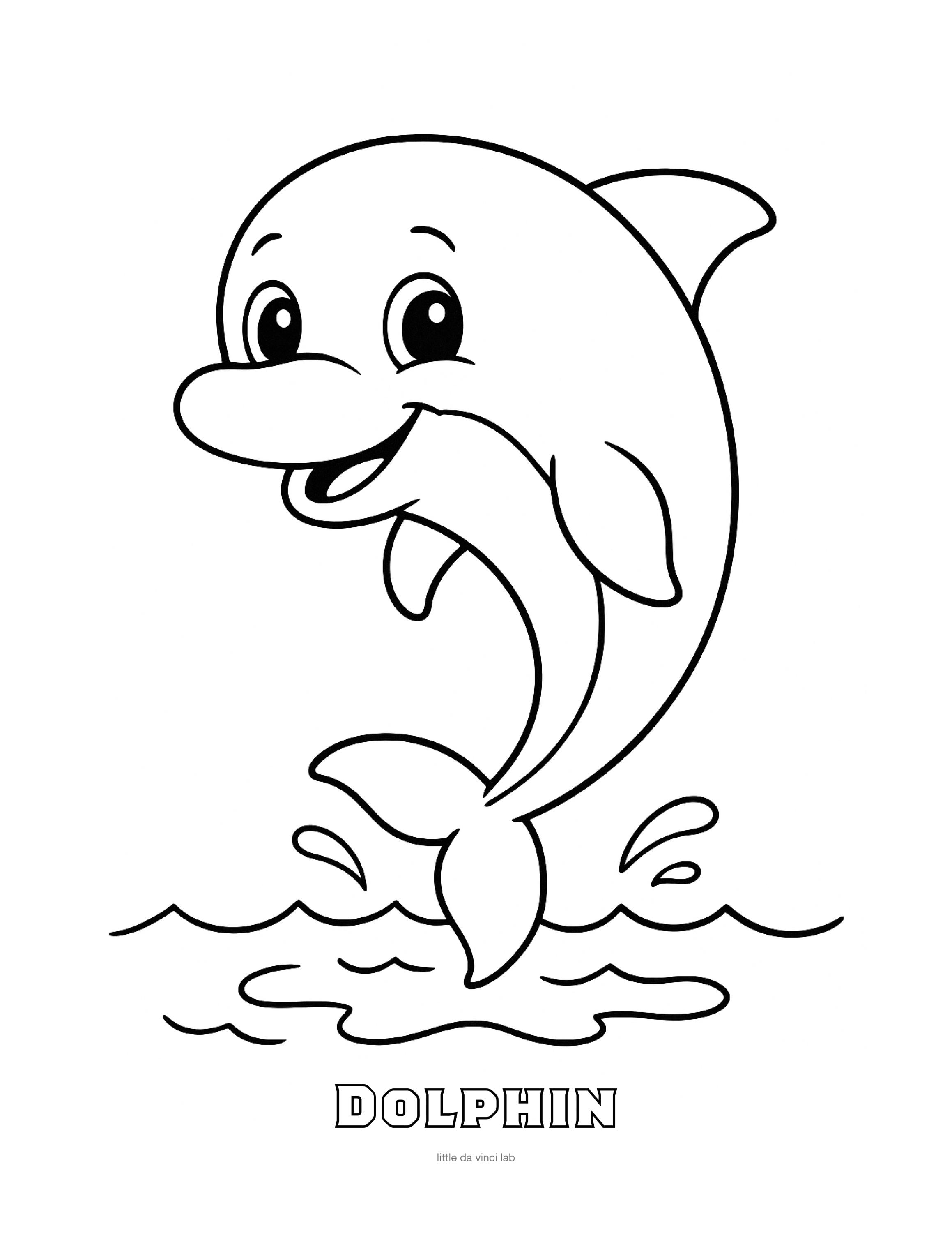 Dolphin Coloring Page • Kids Printable Coloring Sheet • Preschool ...