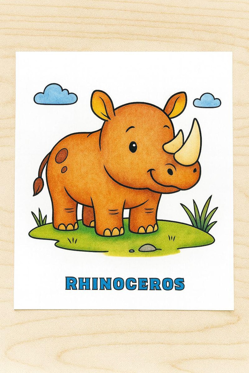 Rhinoceros Coloring Page • Kids Printable Coloring Sheet • Preschool ...