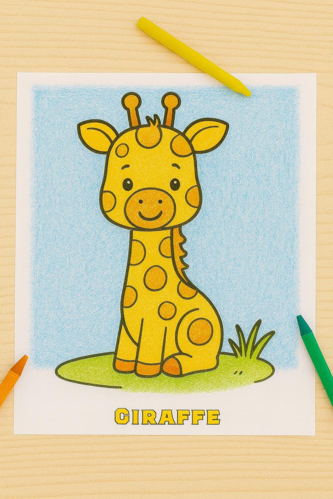 Giraffe Coloring Page • Kids Printable Coloring Sheet • Preschool ...