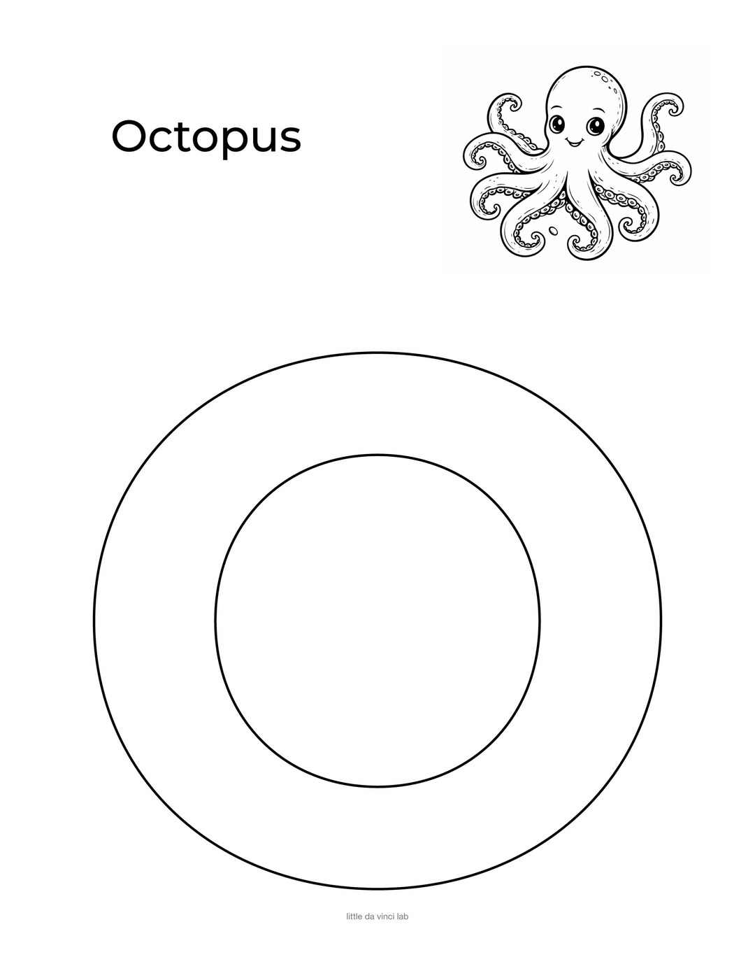 Letter O Coloring Page – Octopus | the Little Da Vinci Alphabet - Etsy