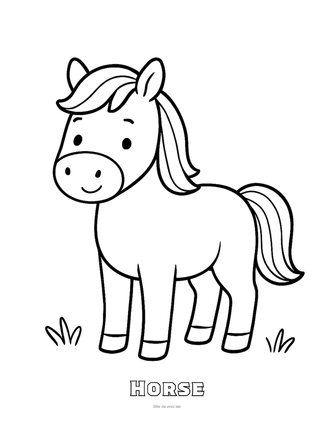 Horse Coloring Page • Kids Printable Coloring Sheet • Preschool ...