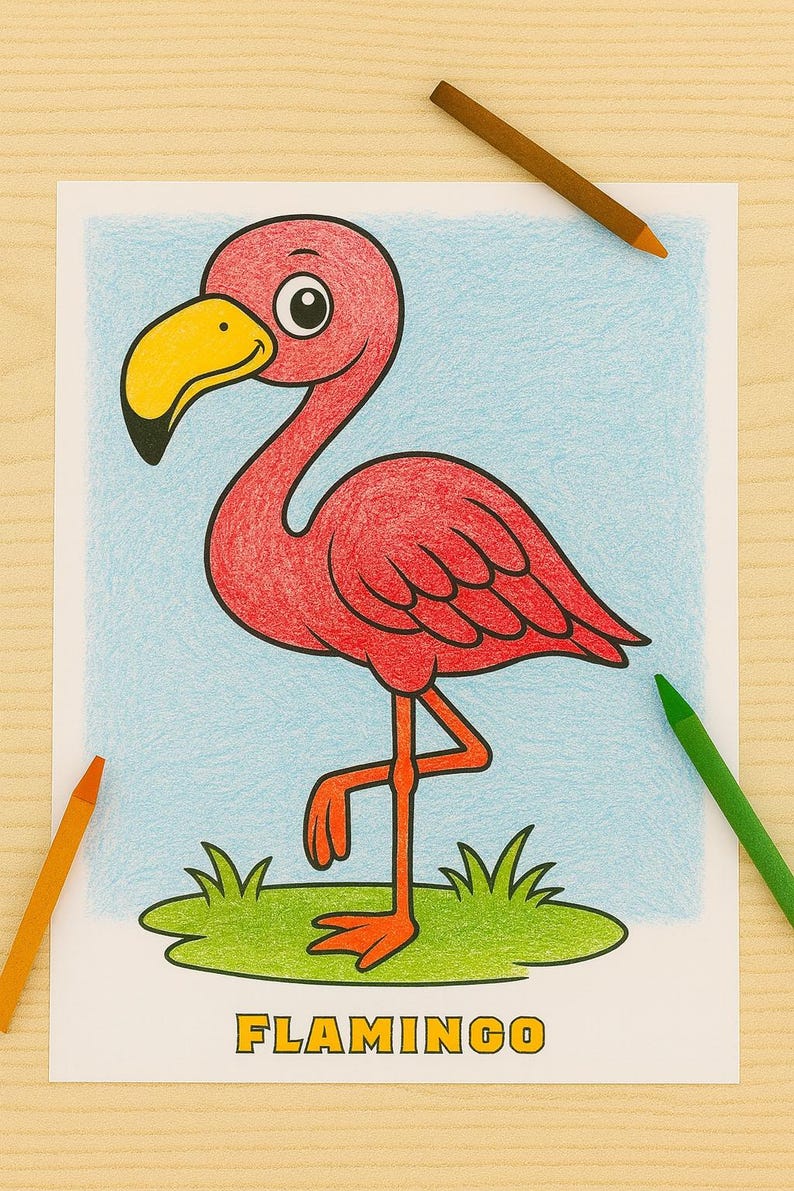 Flamingo Coloring Page • Kids Printable Coloring Sheet • Preschool ...