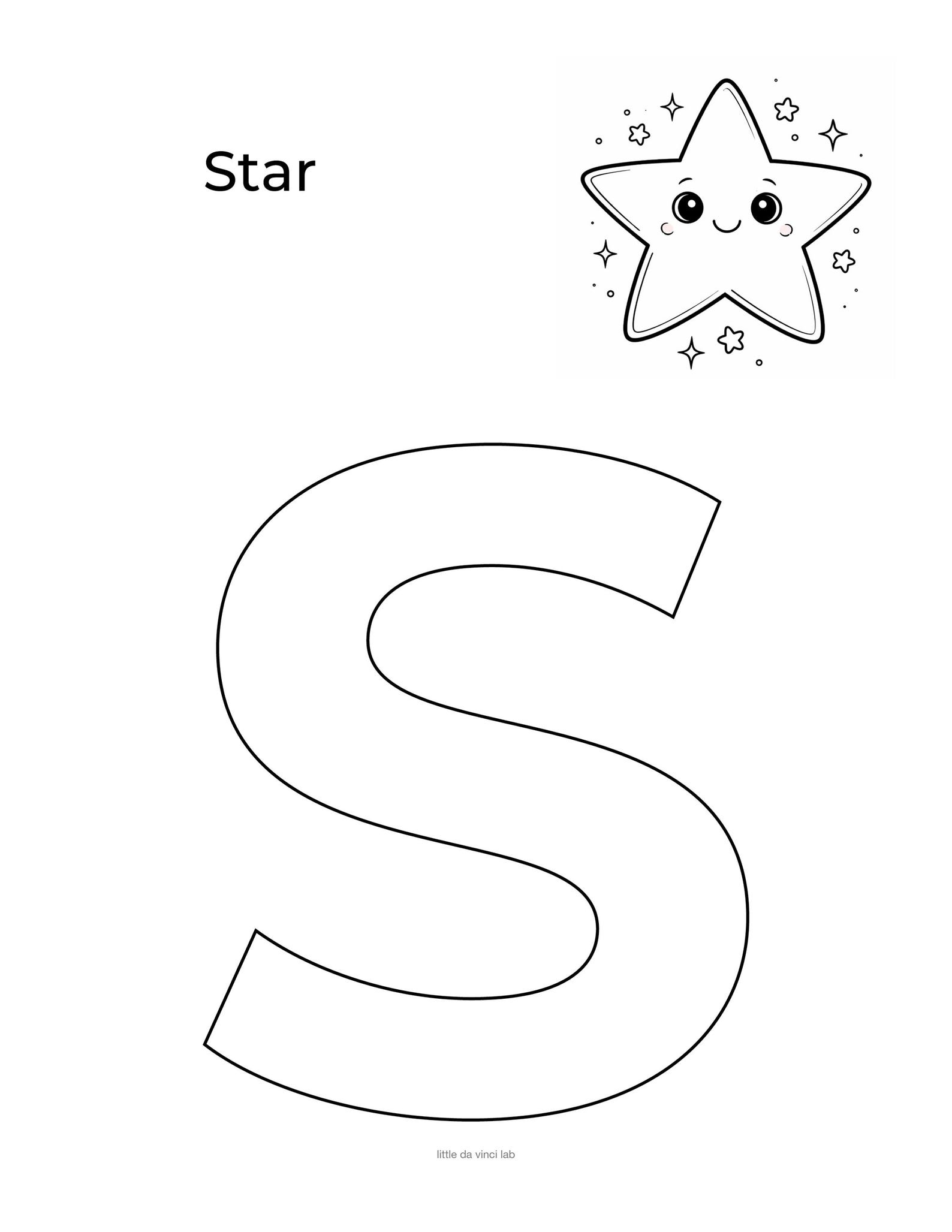 Letter S Coloring Page – Star | the Little Da Vinci Alphabet - Etsy