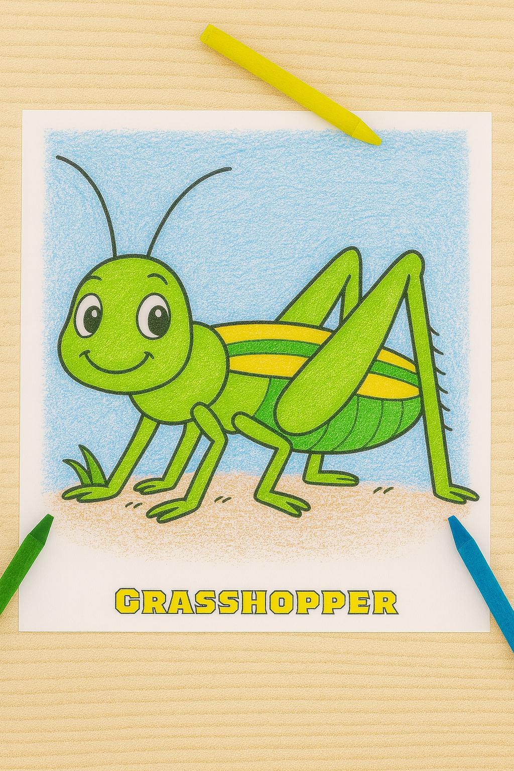 Grasshopper Coloring Page • Kids Printable Coloring Sheet • Preschool ...