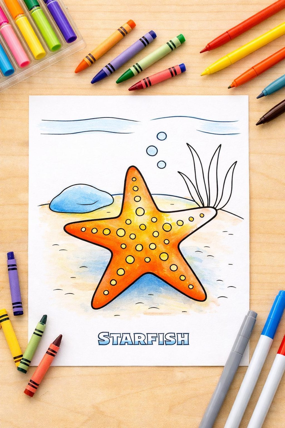 Starfish Coloring Page • Kids Printable Coloring Sheet • Preschool ...