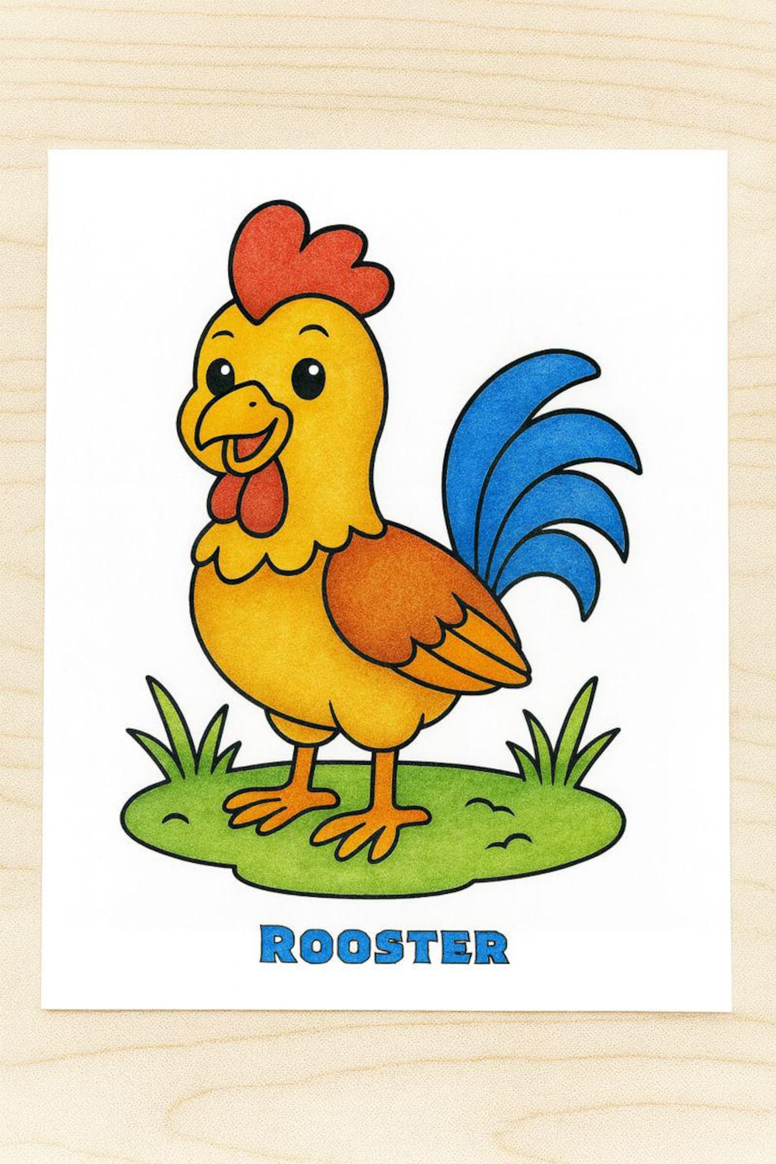 Rooster Coloring Page • Kids Printable Coloring Sheet • Preschool ...