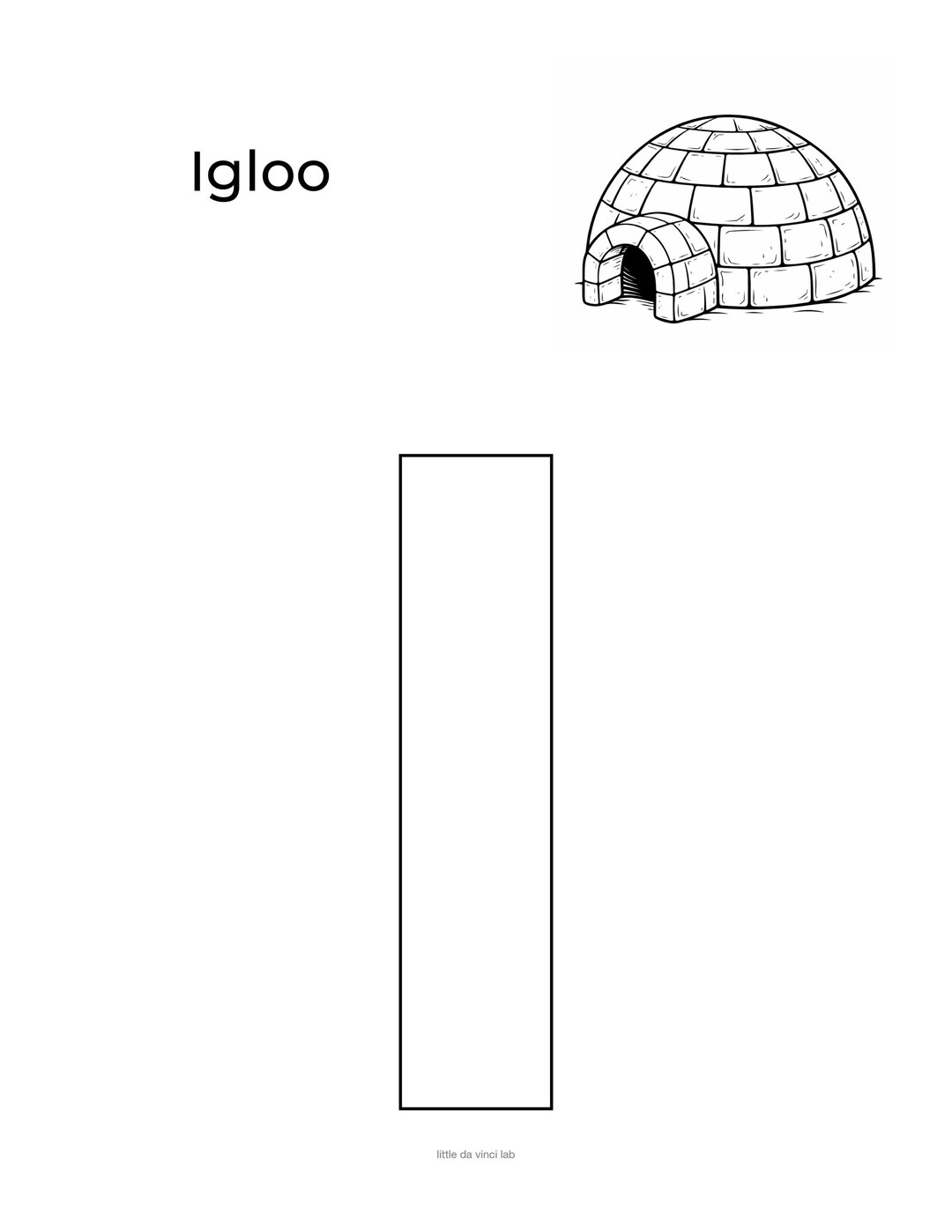 Letter I Coloring Page – Igloo | the Little Da Vinci Alphabet - Etsy ...
