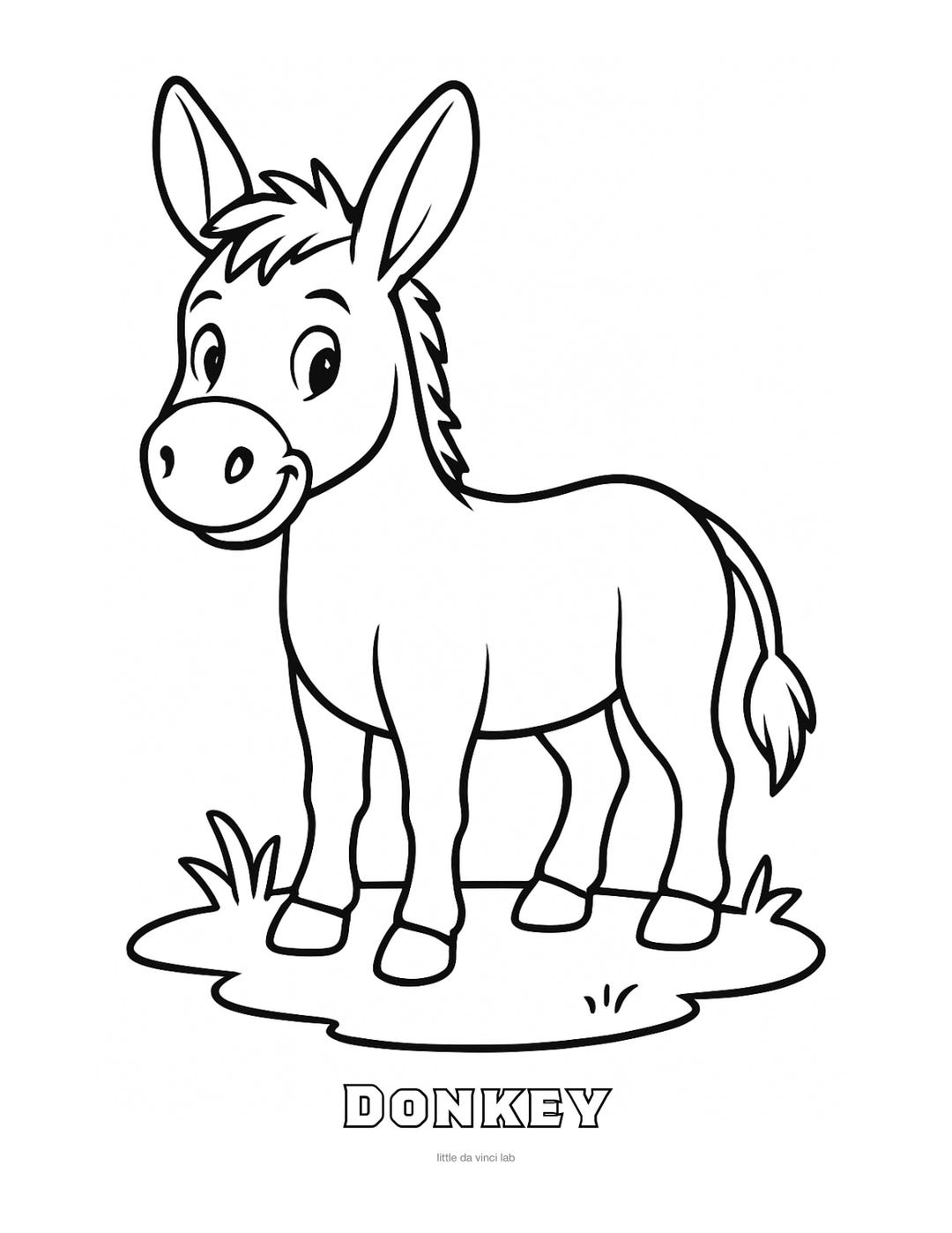 Donkey Coloring Page • Kids Printable Coloring Sheet • Preschool ...