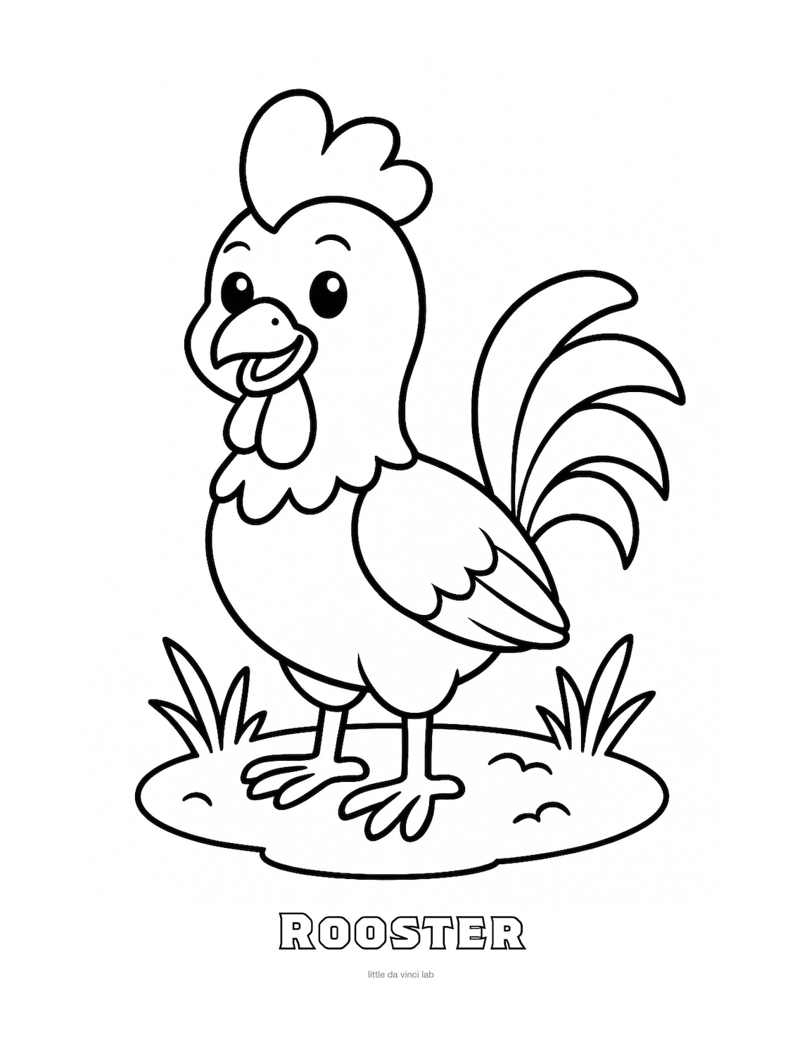 Rooster Coloring Page • Kids Printable Coloring Sheet • Preschool ...
