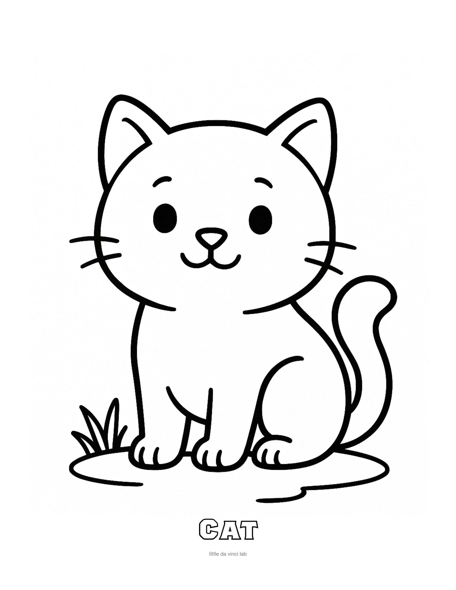Cat Coloring Page • Kids Printable Coloring Sheet • Preschool ...