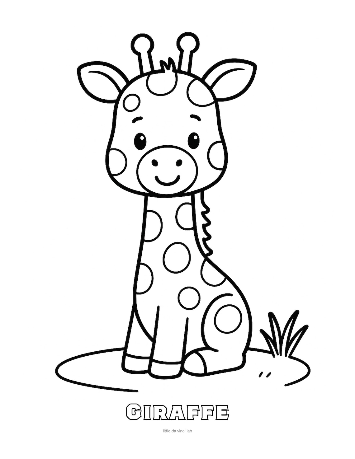 Giraffe Coloring Page • Kids Printable Coloring Sheet • Preschool ...