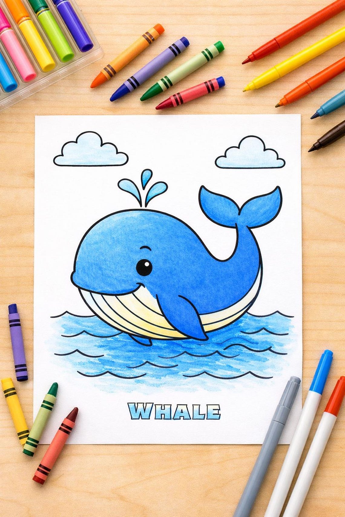 Whale Coloring Page • Kids Printable Coloring Sheet • Preschool ...