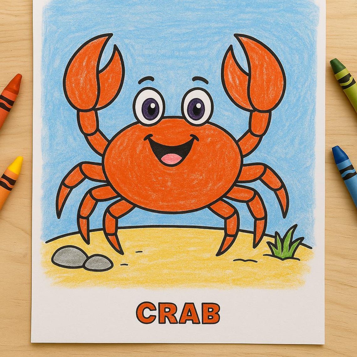 Crab Coloring Page • Kids Printable Coloring Sheet • Preschool ...
