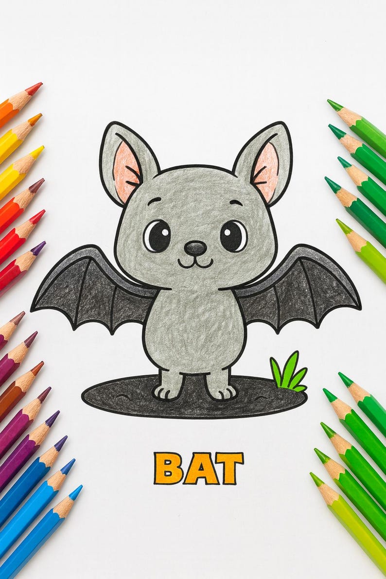Bat Coloring Page • Kids Printable Coloring Sheet • Preschool ...