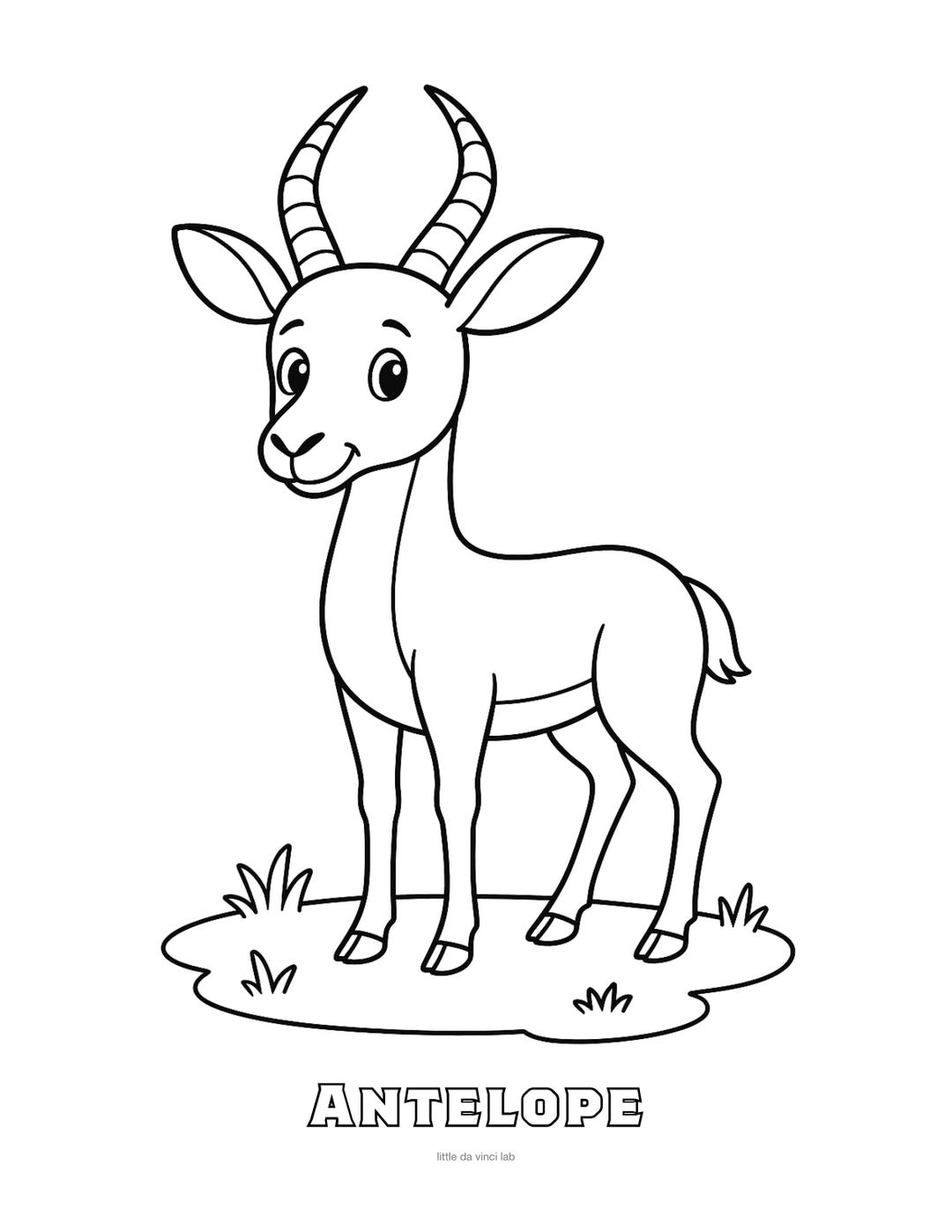 Antelope Coloring Page • Kids Printable Coloring Sheet • Preschool ...