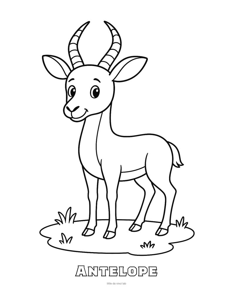 Antelope Coloring Page • Kids Printable Coloring Sheet • Preschool ...