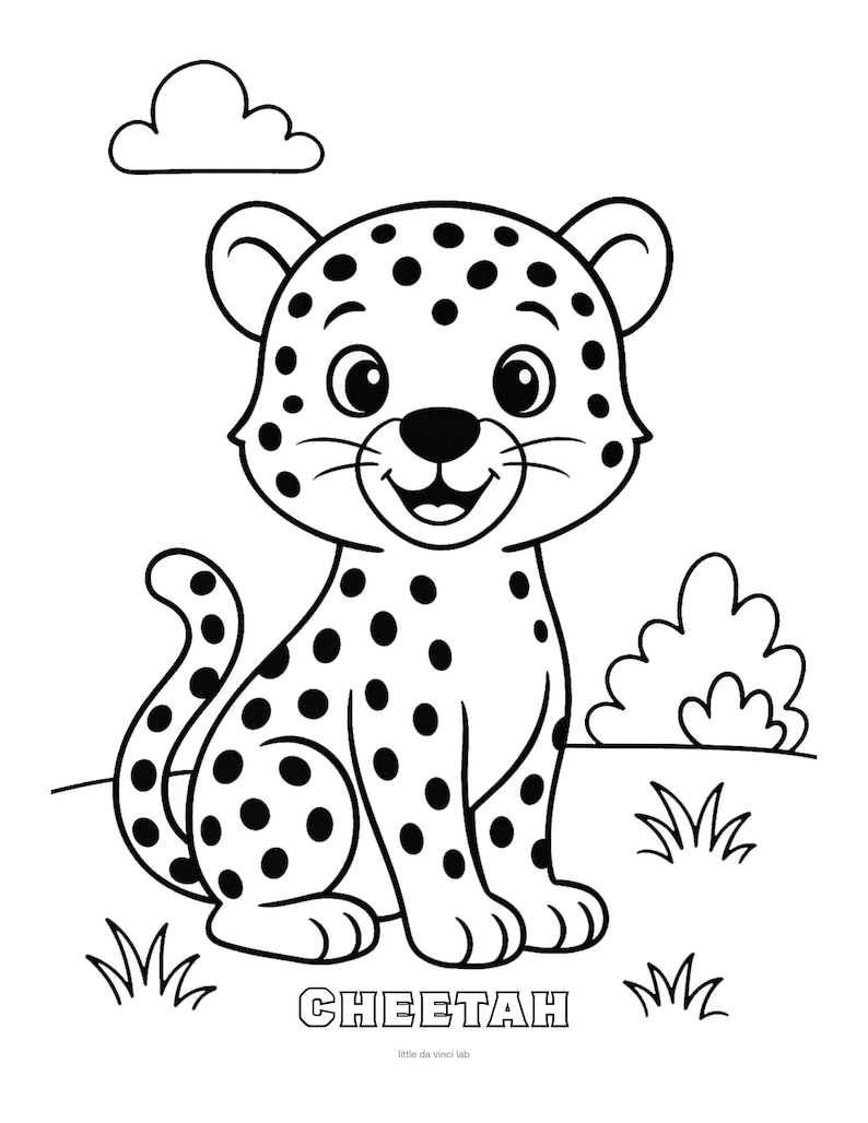 Cheetah Coloring Page • Kids Printable Coloring Sheet • Preschool ...