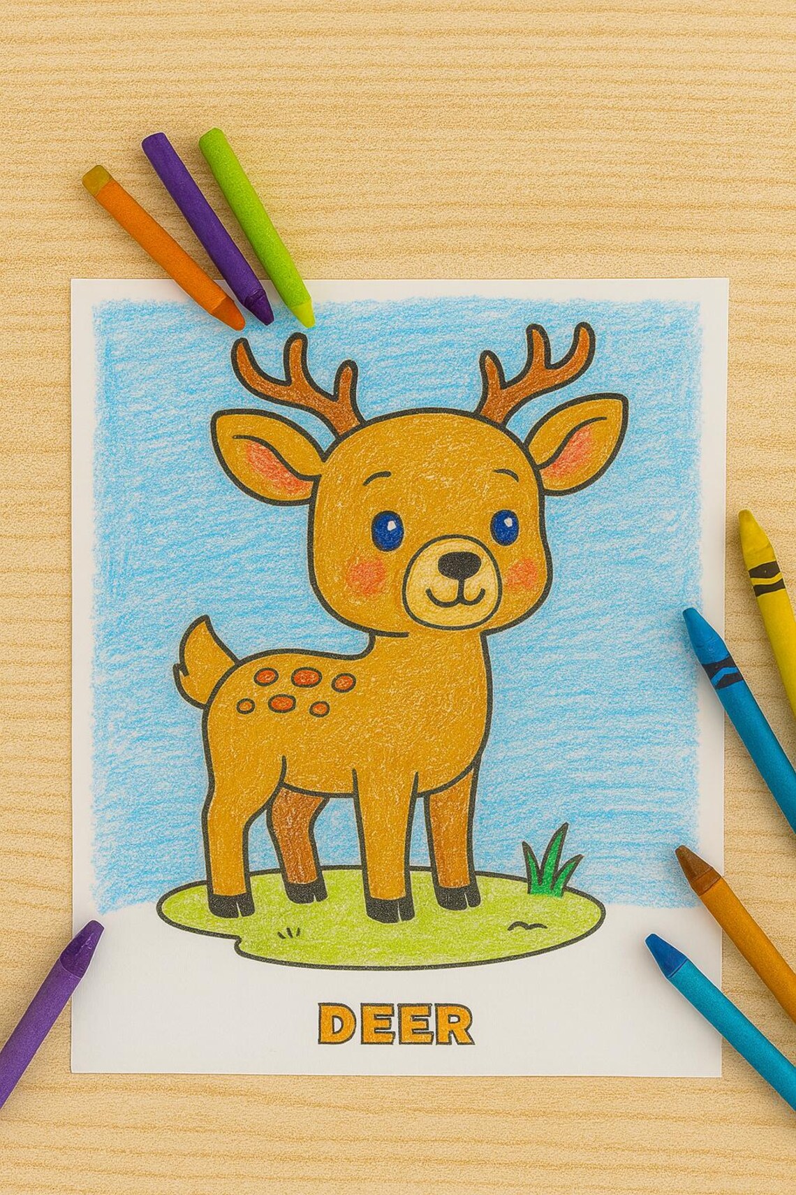 Deer Coloring Page • Kids Printable Coloring Sheet • Preschool ...