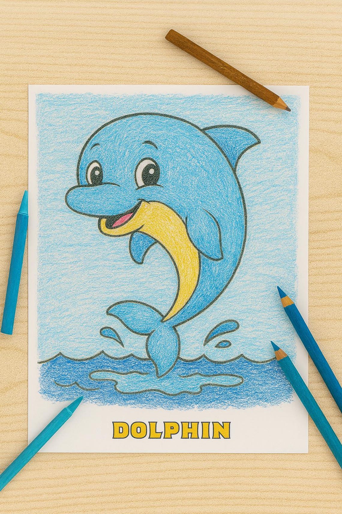 Dolphin Coloring Page • Kids Printable Coloring Sheet • Preschool ...