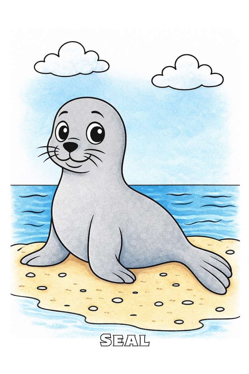Seal Coloring Page • Kids Printable Coloring Sheet • Preschool ...