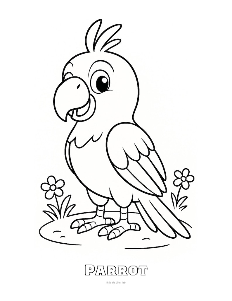 Parrot Coloring Page • Kids Printable Coloring Sheet • Preschool ...