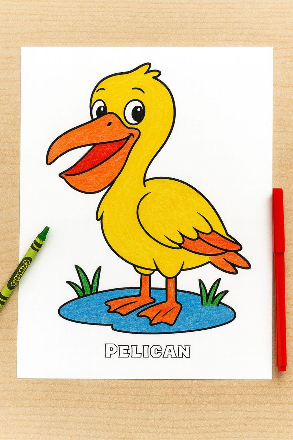 Pelican Coloring Page • Kids Printable Coloring Sheet • Preschool ...