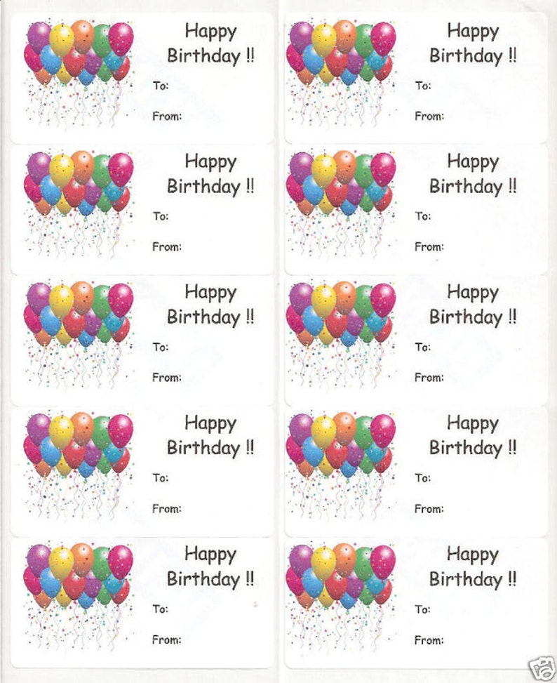 10 Happy Birthday Balloons and Strings Gift Labels 2x 4 - Etsy