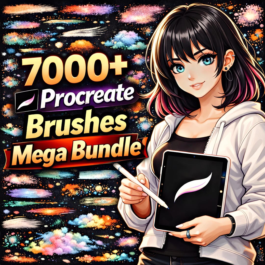 7000+ Procreate Brushes Mega Bundle | Stamps, Textures, Anime, Pencil ...