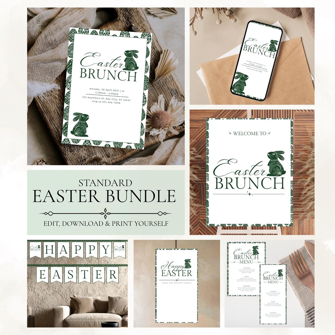 Easter Party Printable Bundle | Editable Easter Decorations | Canva ...