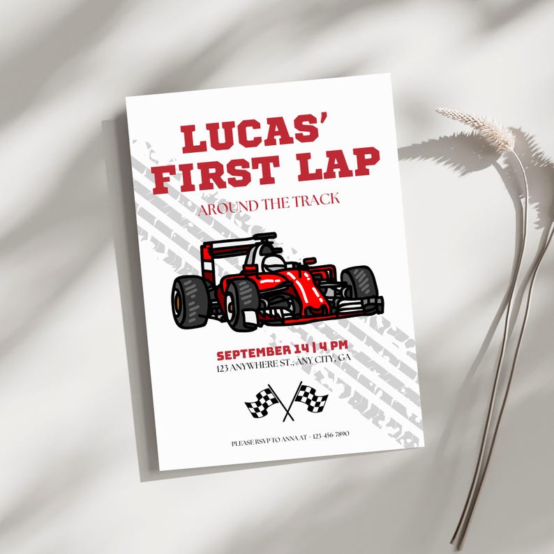 Race Car Birthday Invitation for Kids | Formula One Party Theme ...