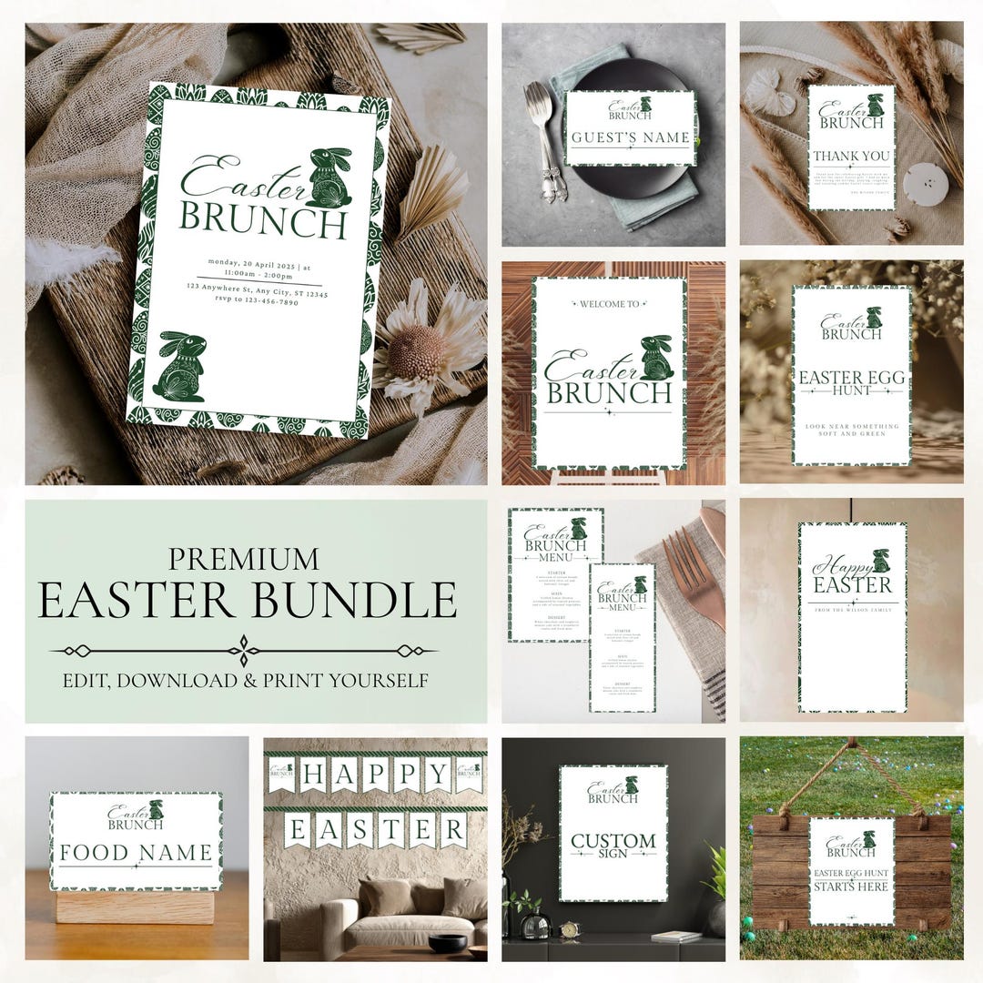 Ultimate Easter Printable Set | Easter Party Bundle | Editable Canva ...