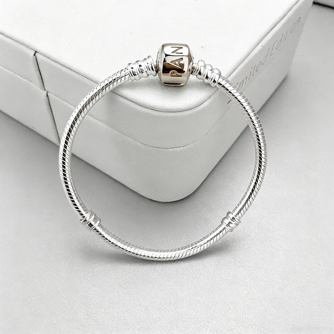 Pandora Moments Snake Chain Bracelet With Rose Gold Initial Charm ...