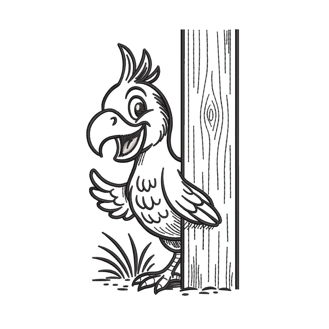 Peeking Cockatiel Embroidery Design, Funny Baby Bird Machine Embroidery ...
