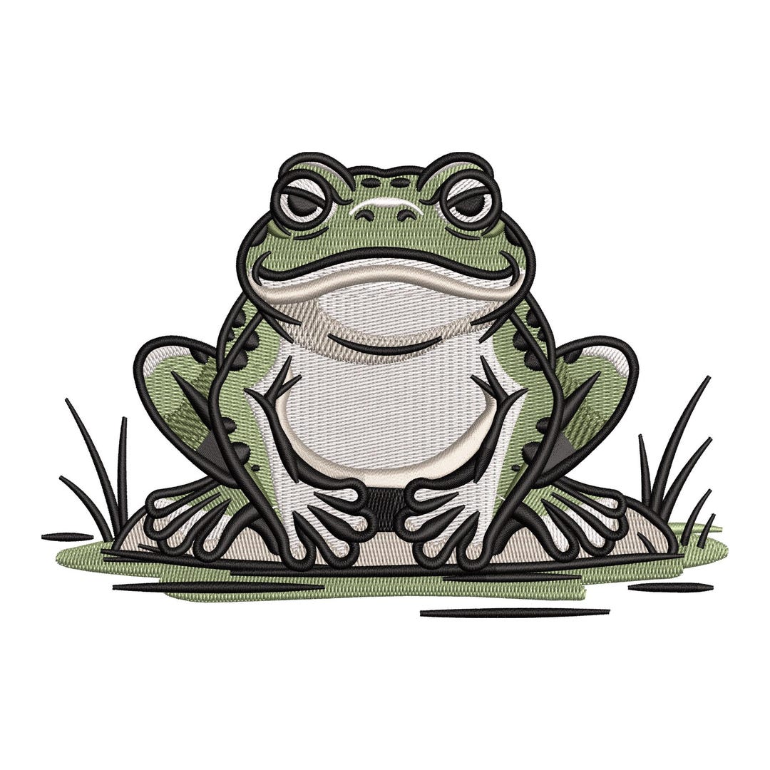 Grumpy Frog Embroidery Design, Funny Animal Green Frogs Machine ...
