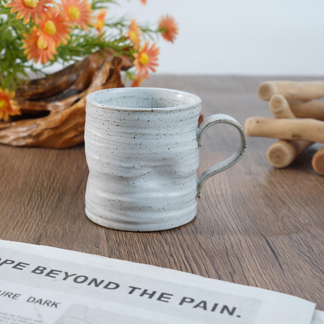 Handmade Ceramic Mug, Rustic White Pottery Coffee Cup,speckled Tea Mug ...
