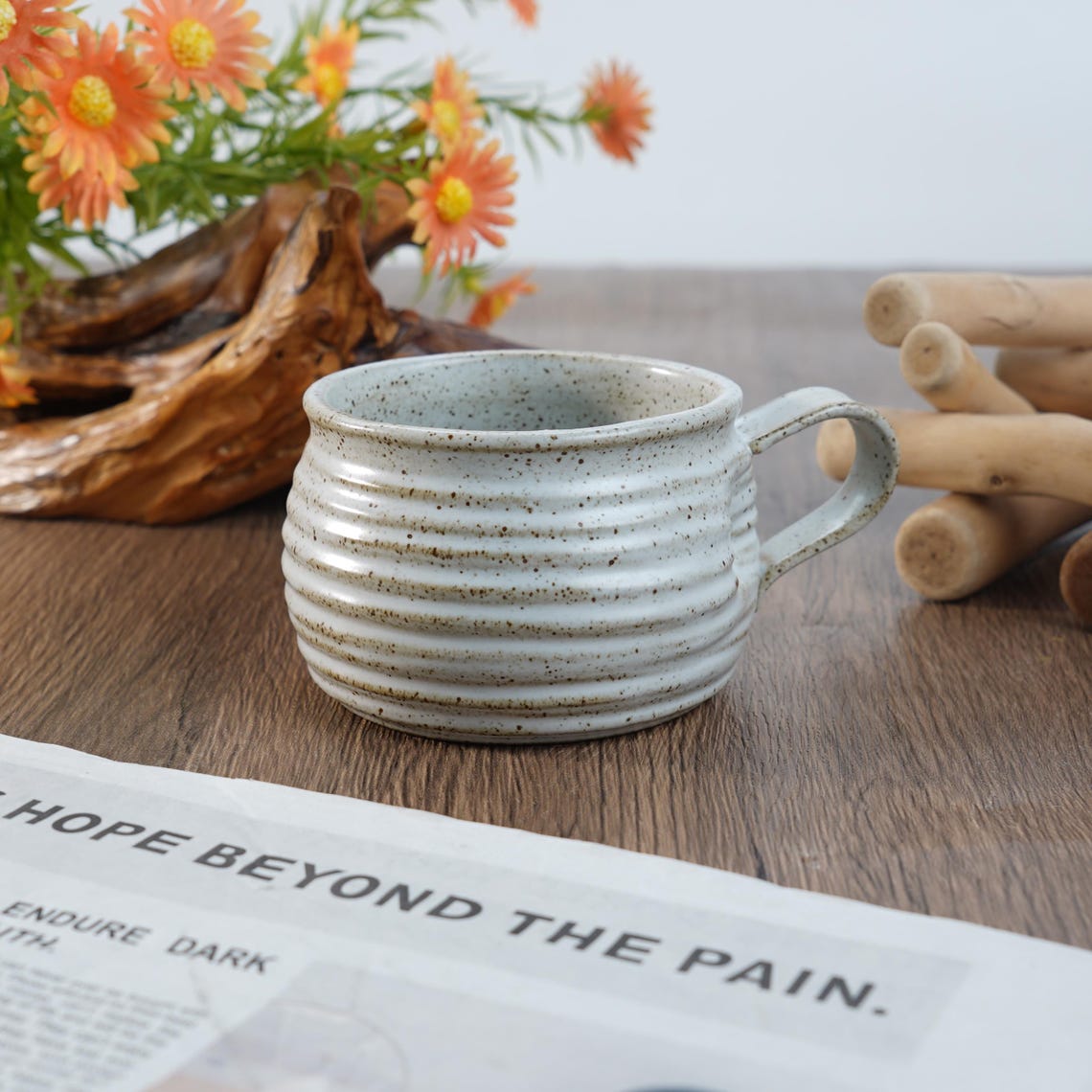Handmade Speckled Ceramic Coffee Mug, Rustic Farmhouse Style - Etsy