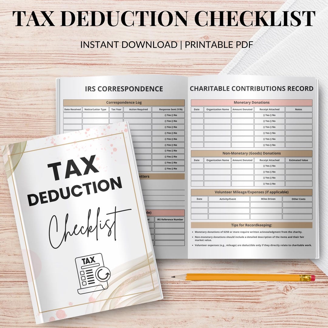 Tax Deduction Checklist | Small Business Expense Tracker (digital ...
