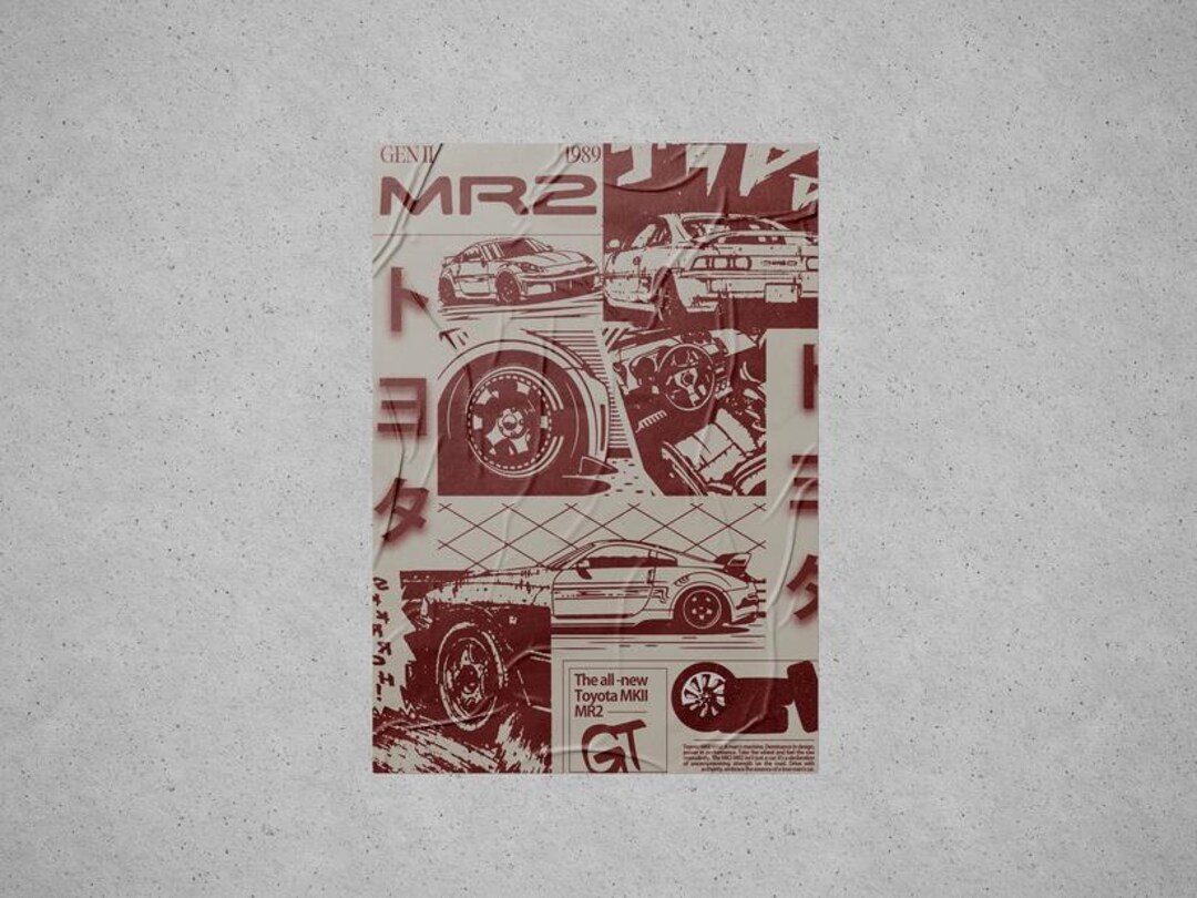Toyota MR2 MKII Poster, JDM Sports Car Wall Art, Classic Japanese Car ...