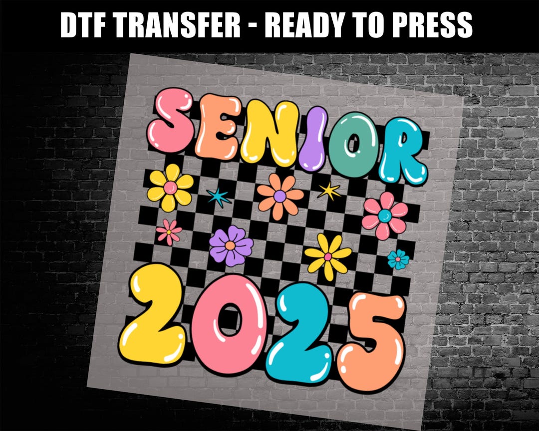 Senior Class of 2025 DTF Transfer - Retro Checkered Design - Iron on ...
