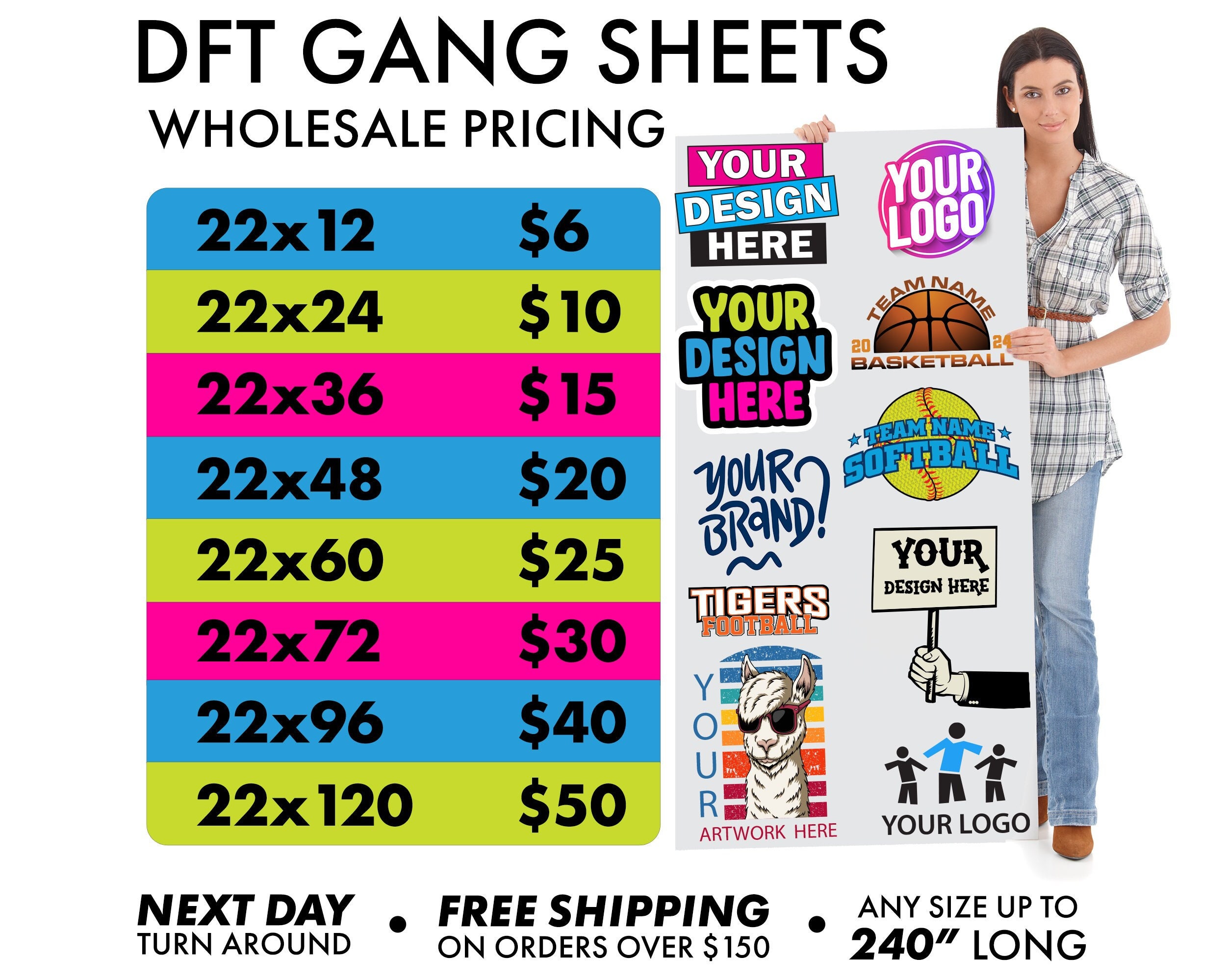 DTF Gang Sheet, DTF Transfer, Custom DTF Prints, Custom Logo, Custom ...