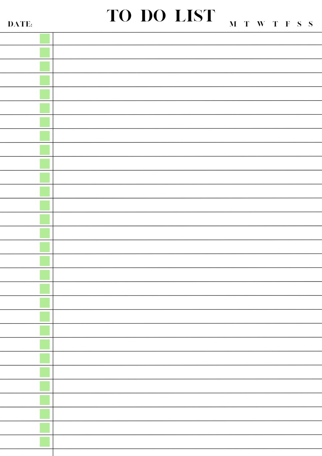 Printable to Do List A4 | Daily Planner PDF With 30 Lines | Minimalist ...