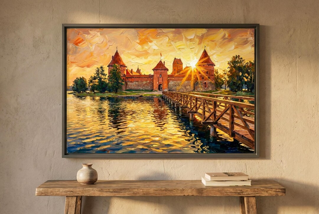 Trakai Island Castle Sunset Oil Painting Print | Poster - Etsy